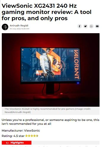ViewSonic XG2431 24” 240Hz IPS Gaming Monitor - ViewSonic Australia