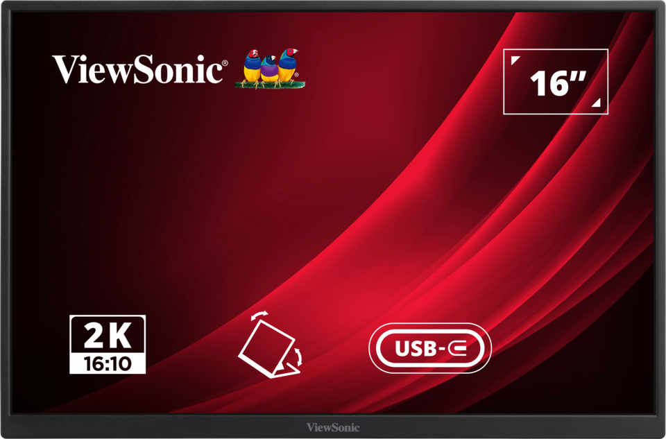 ViewSonic VG1656-2K 16” WQXGA/QHD+ Portable Business Monitor with USB-C ...
